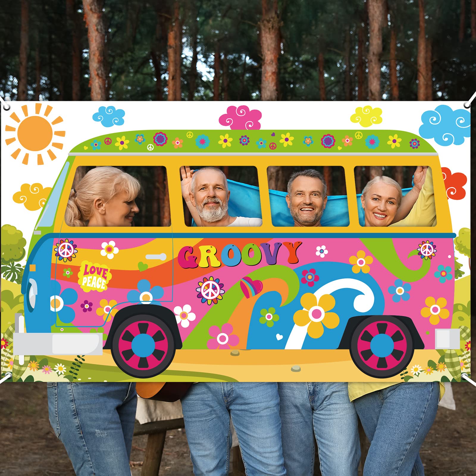 Snapklik.com : 60s Hippie Bus Photo Prop 60s Party Decorations Large ...