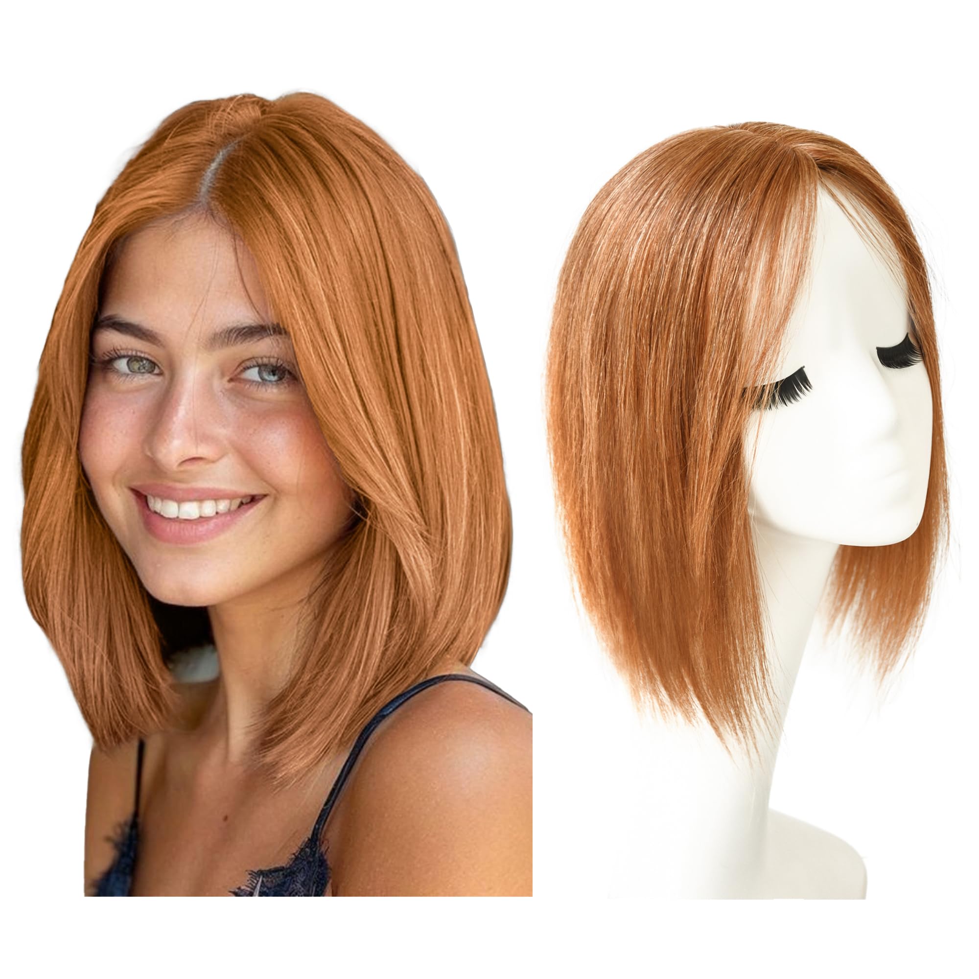 Amazon.com : viviaBella Hair Topper Without Bangs, Clip in Human Hair ...