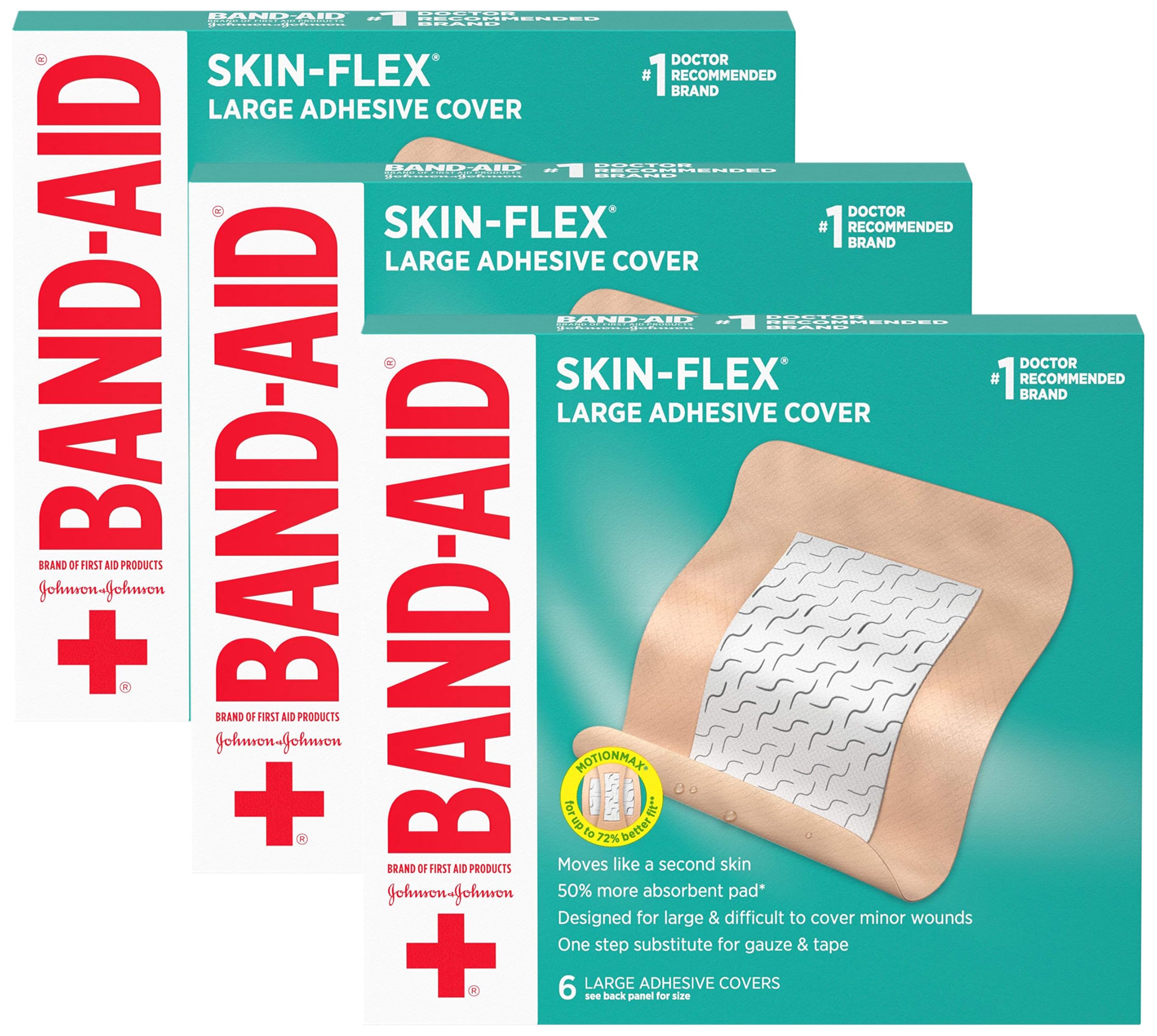 Snapklik.com : Band-Aid Brand Skin-Flex Adhesive Bandages, Large, 6 Count