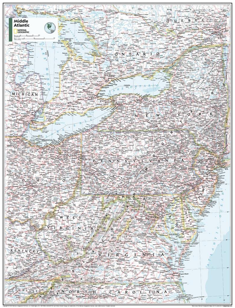 Mid Atlantic United States Political Map