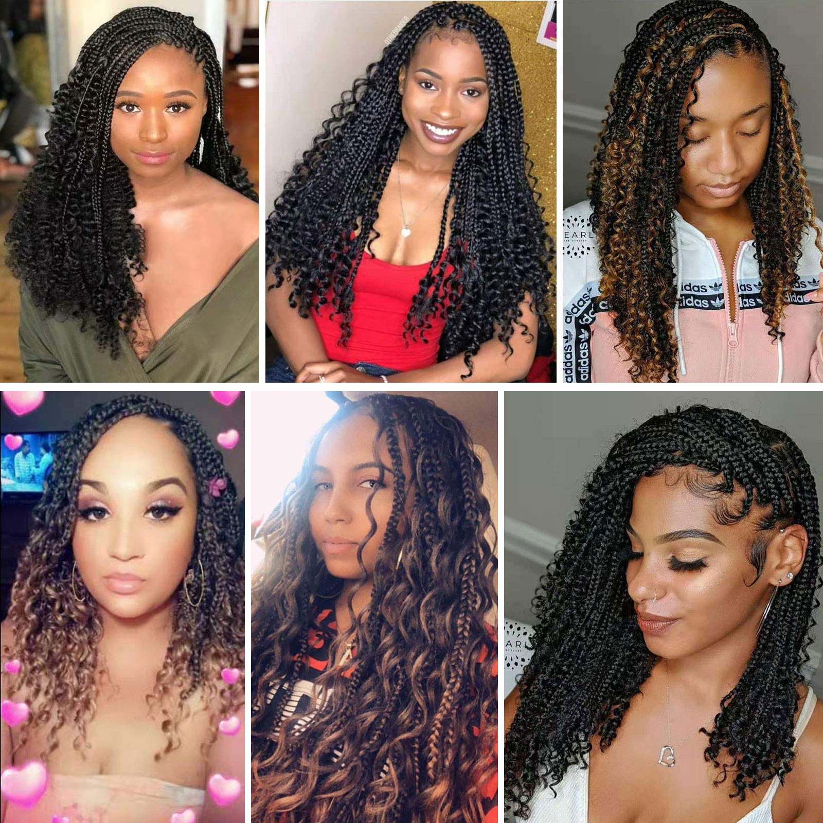 Buy 7 Packs Crochet Box Braids Hair with Curly Ends 12 inch Goddess Box ...