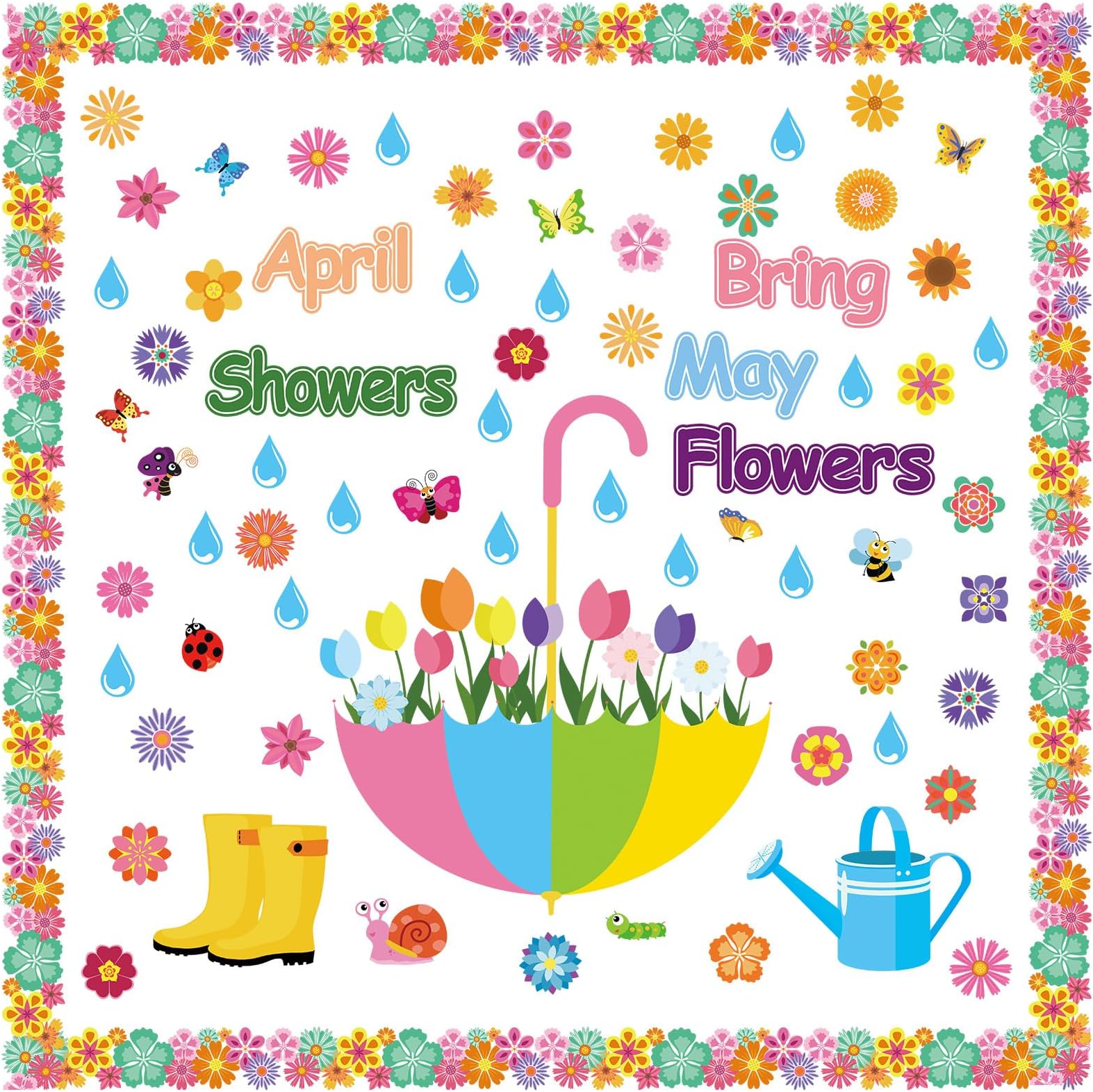 Amazon.com: Trandraft 100 Pcs Flower Cut Outs Spring Bulletin Board ...