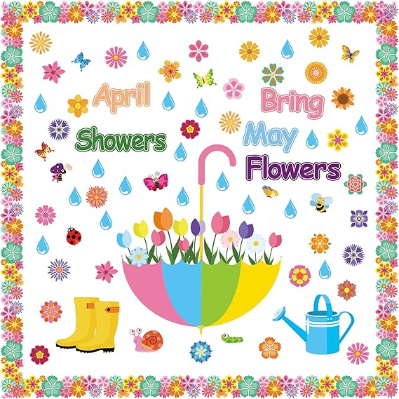 Amazon.com : Trandraft 100 Pcs Flower Cut Outs Spring Bulletin Board ...
