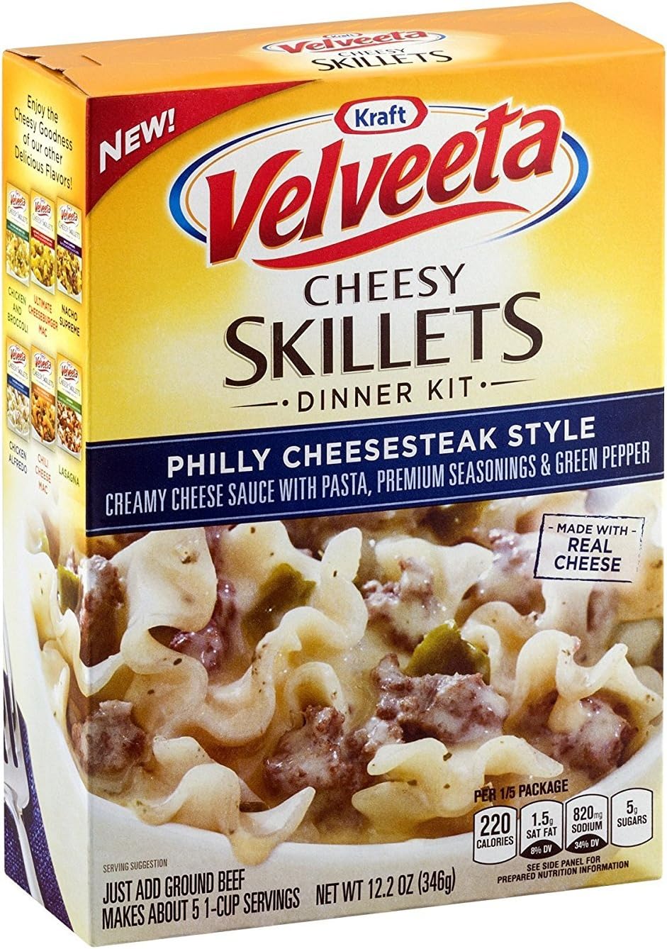Kraft Velveeta Cheesy Skillets Dinner Kit Philly Cheesesteak Style 12.2 ...
