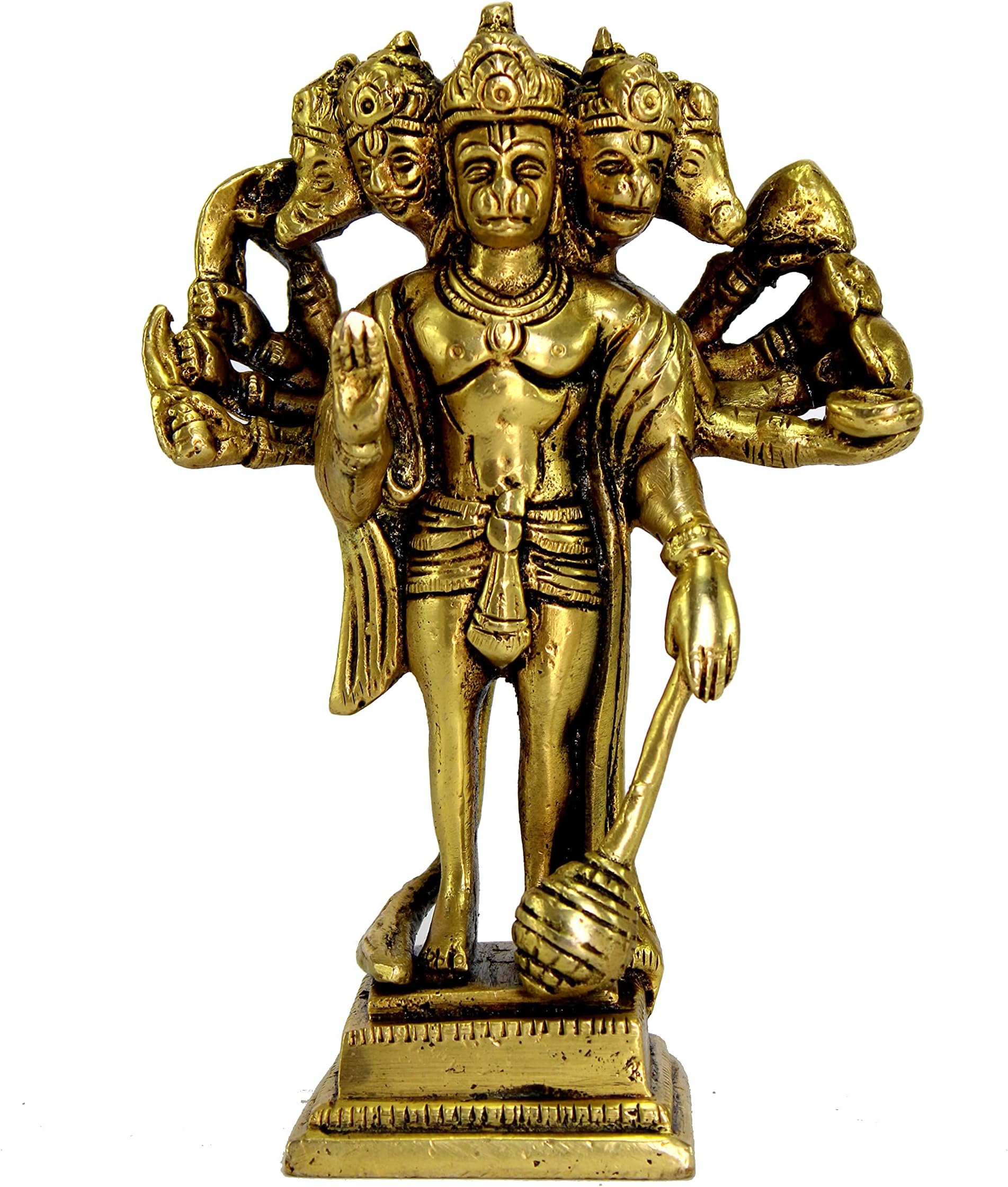 Buy Radhika Poojan Bhandar Brass Shri Panchmukhi Hanuman Ji Idol, 4 ...