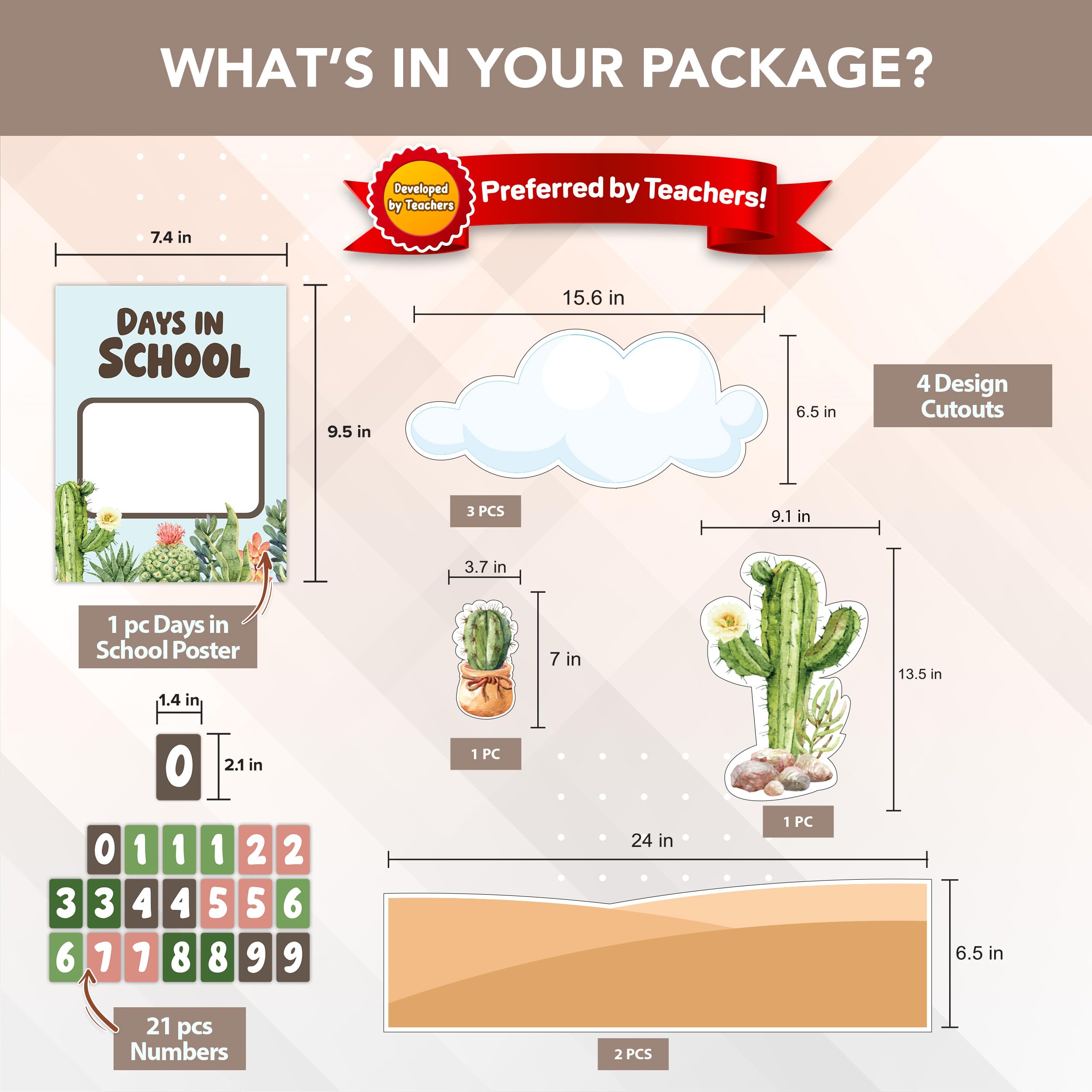 Snapklik.com : Decorably 137 Pcs Cutouts Cactus Preschool Calendar ...