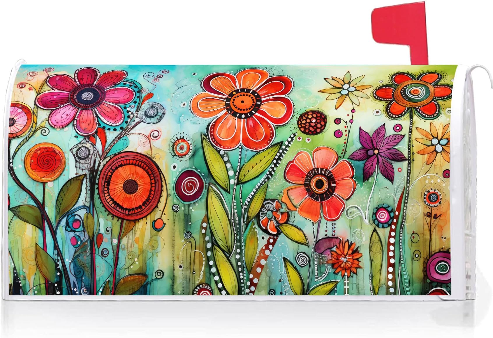 Amazon.com: Texupday Abstract Colorful Floral Mailbox Cover with ...