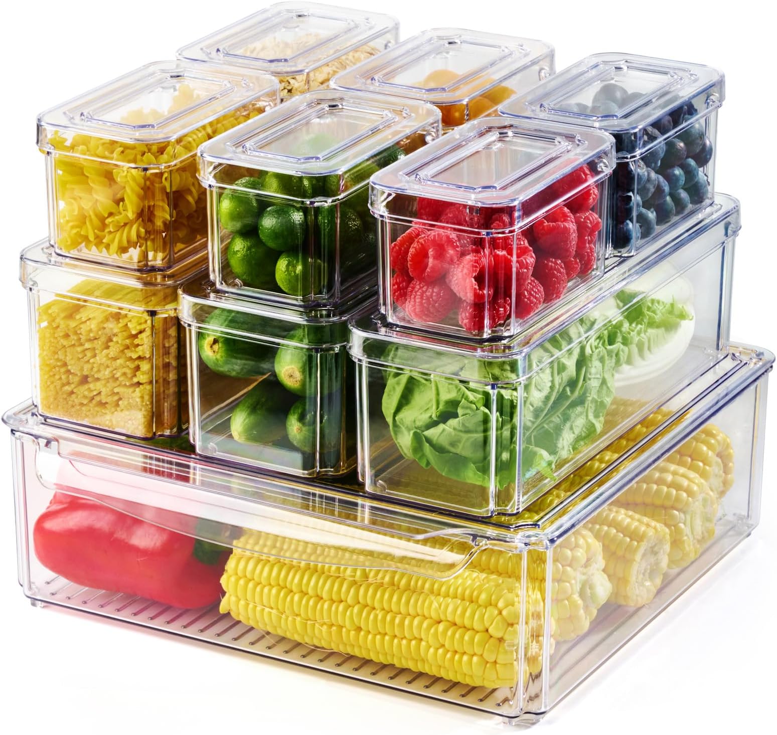 Amazon.com: KUMD 10 Pack Fridge Organizer, Stackable Refrigerator ...