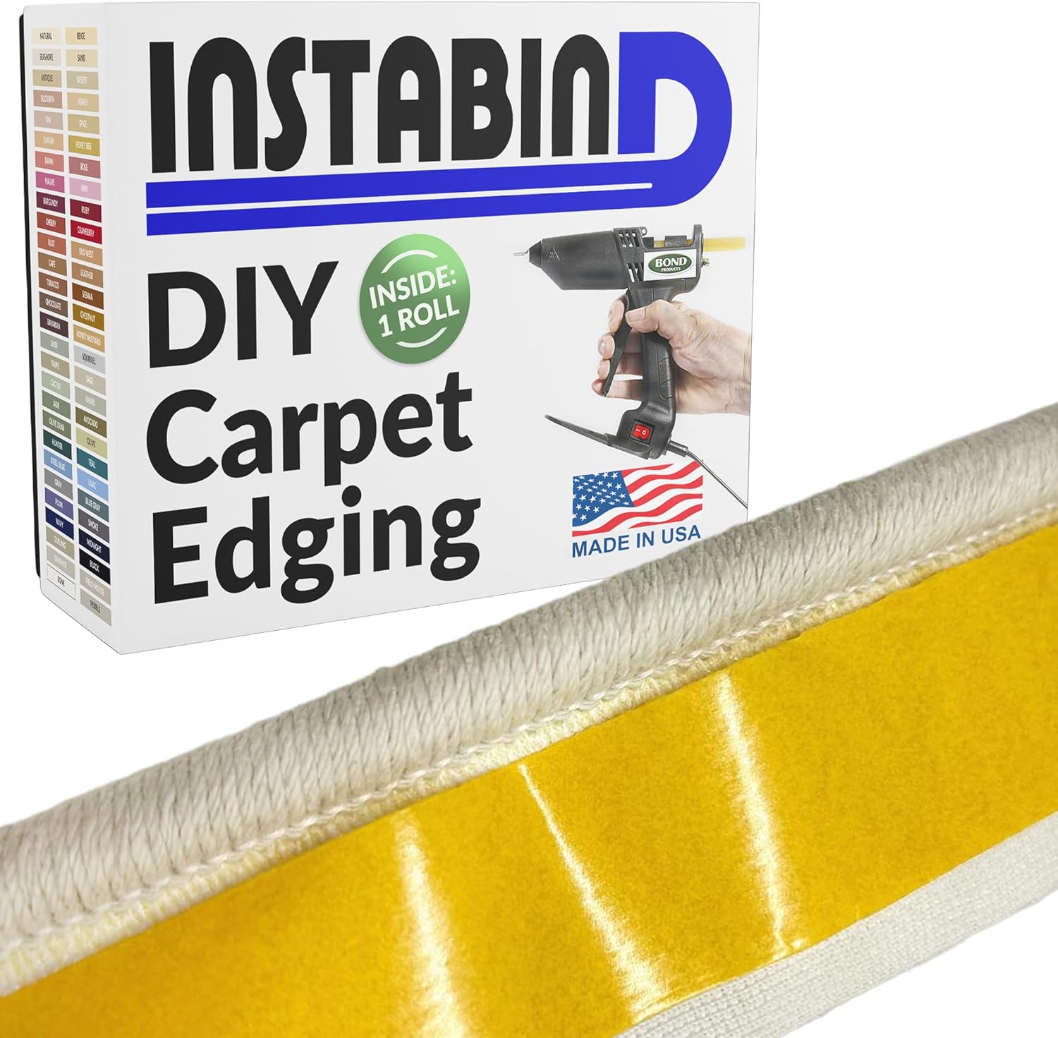 Instabind 54 ft Roll Premium Carpet Edge Binding – Cotton Serge Neutral ...