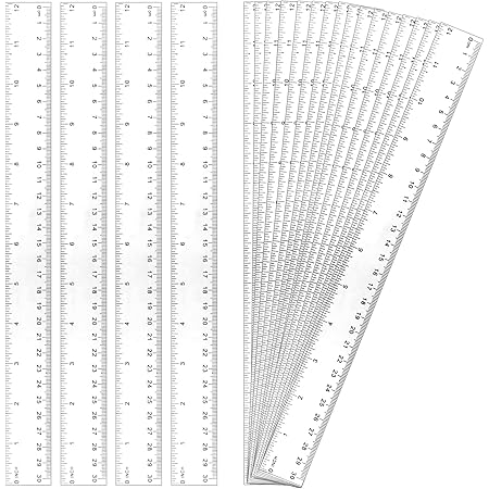 EBOOT 20 Pack Clear Plastic Ruler 12 Inch Straight Ruler Flexible Ruler ...