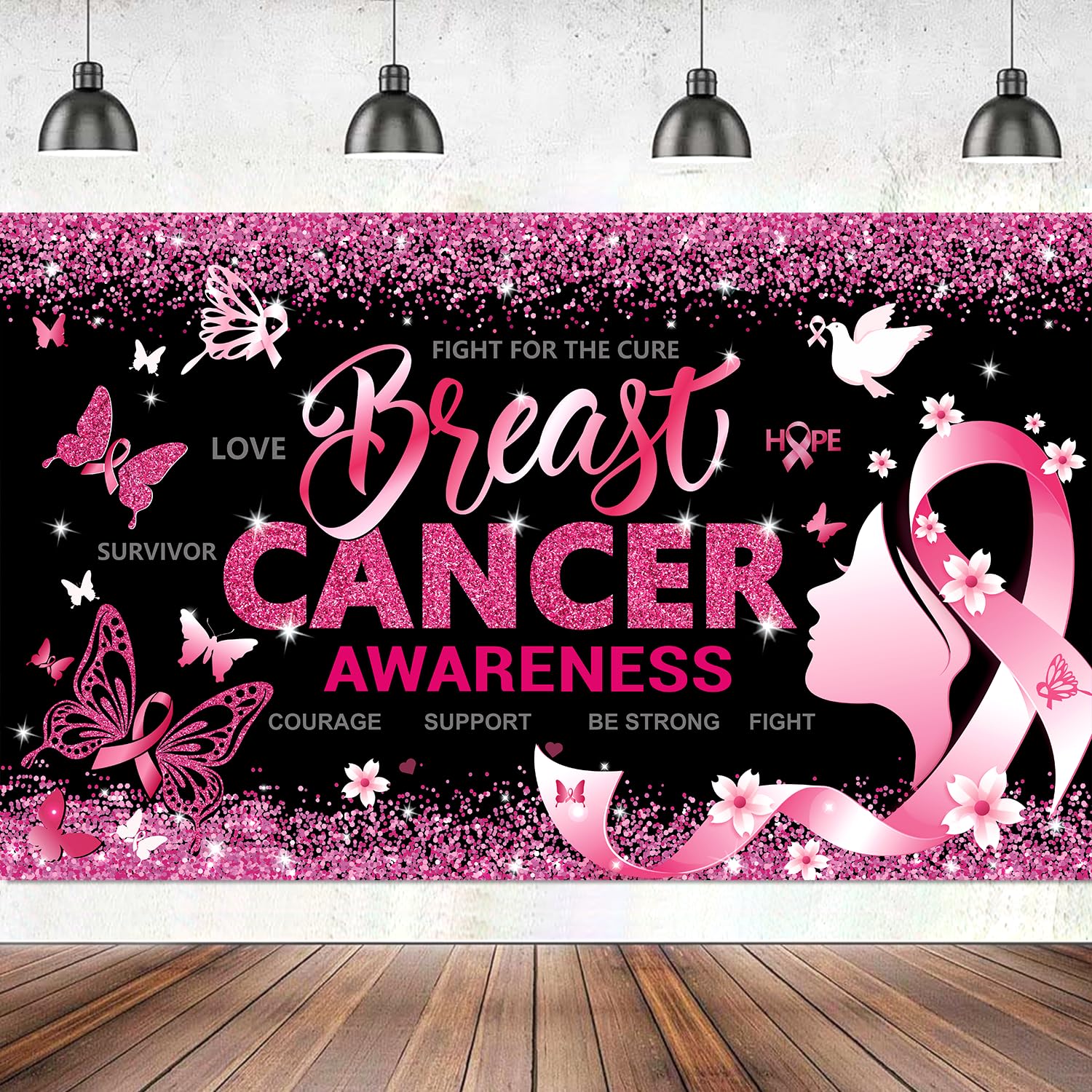 Amazon.com : Breast Cancer Awareness Decorations, Large 71" X 43 ...
