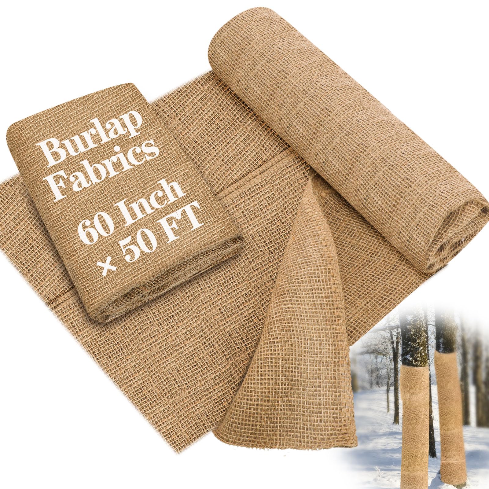 Amazon.com : Buryeah 60 Inch x 50 ft Burlap Fabrics Roll Natural Jute ...