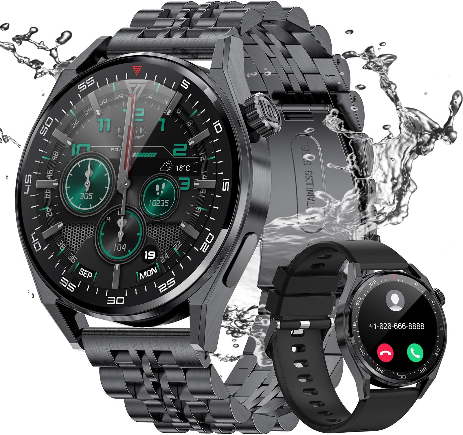 LIGE Montre Connectée Homme avec Appel Bluetooth, Charge sans Fil, 1,39 ...