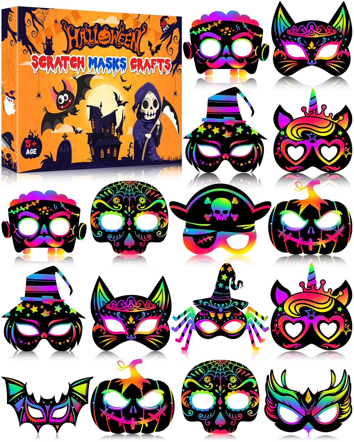 Amazon.com: MDCGFOD 30PCS Halloween Crafts for Kids, Halloween Rainbow ...