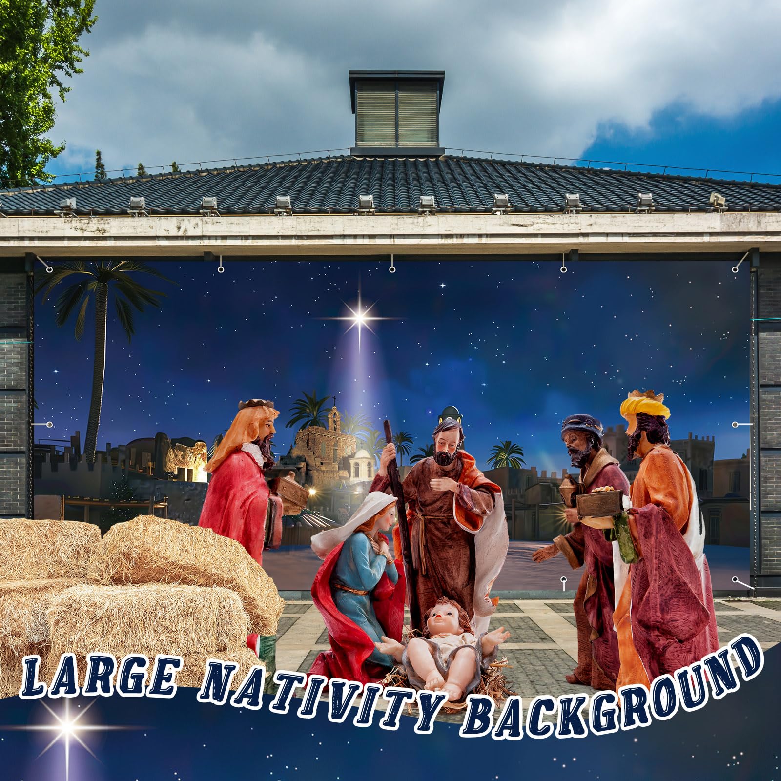 Snapklik.com : 6 X 13 Ft Christmas Garage Door Decorations Nativity ...