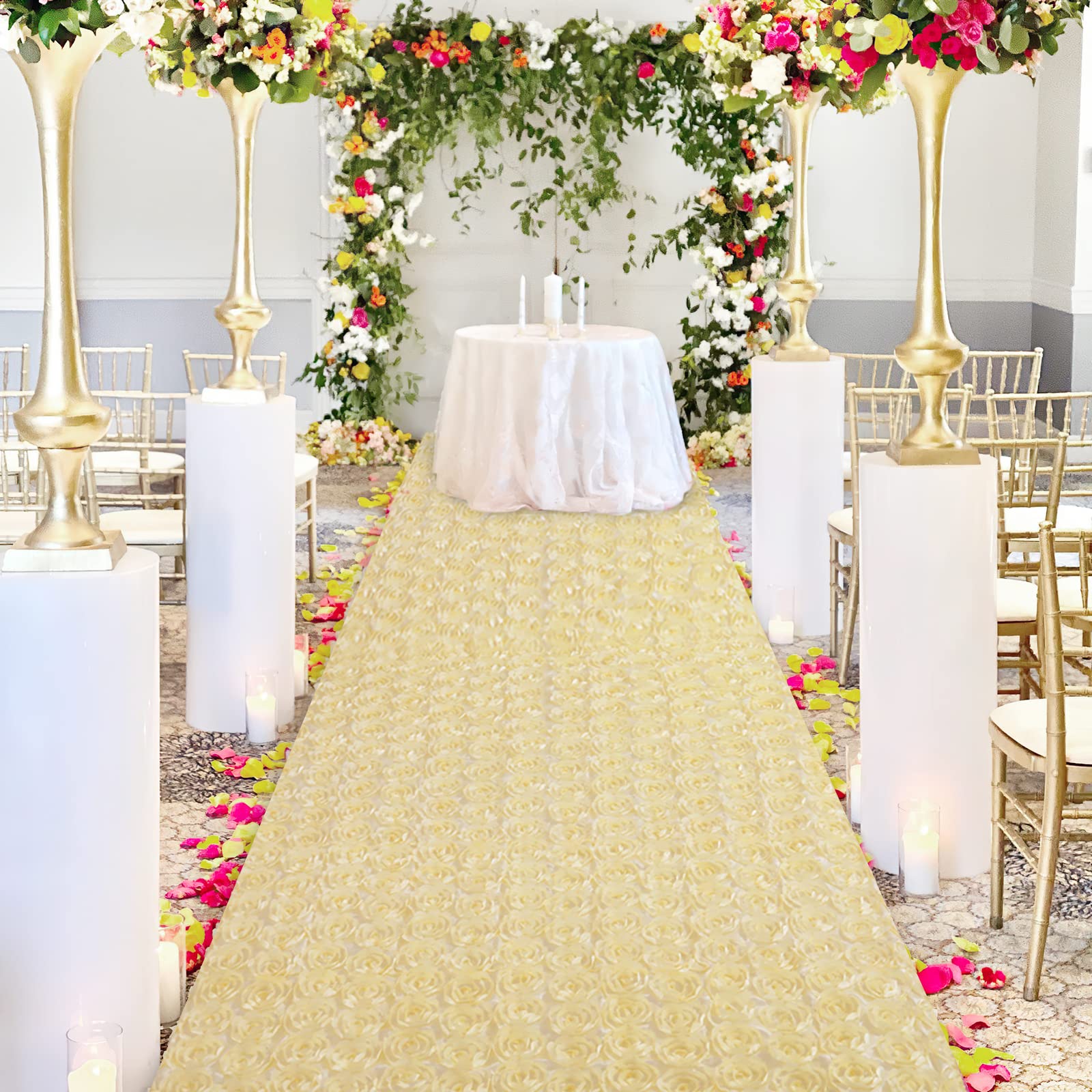 Ivory Aisle Runners Wedding Rose Petal Aisle Runner, White Aisle