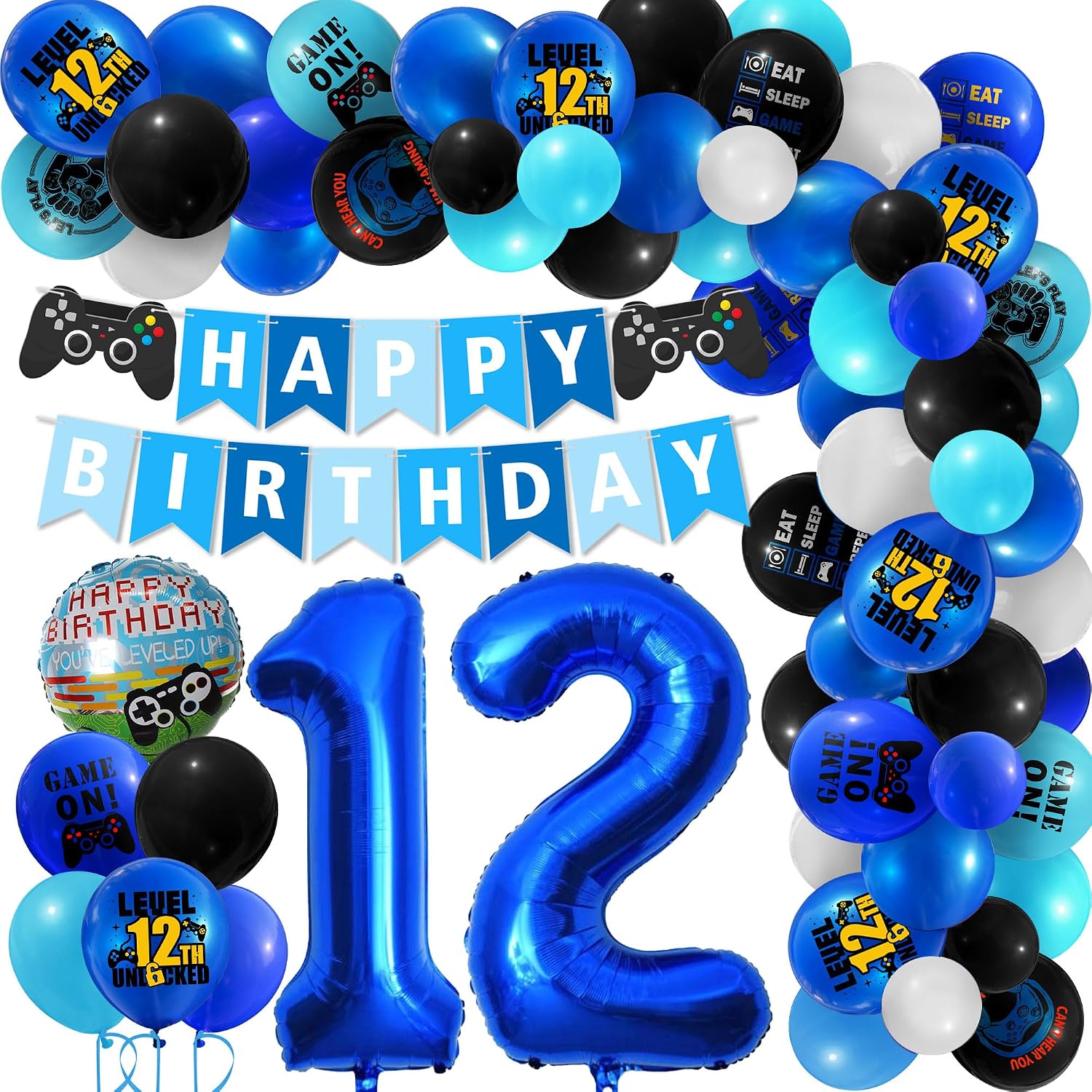 Amazon.com: Video Game 12th birthday decorations for boys, 74PCS Game ...