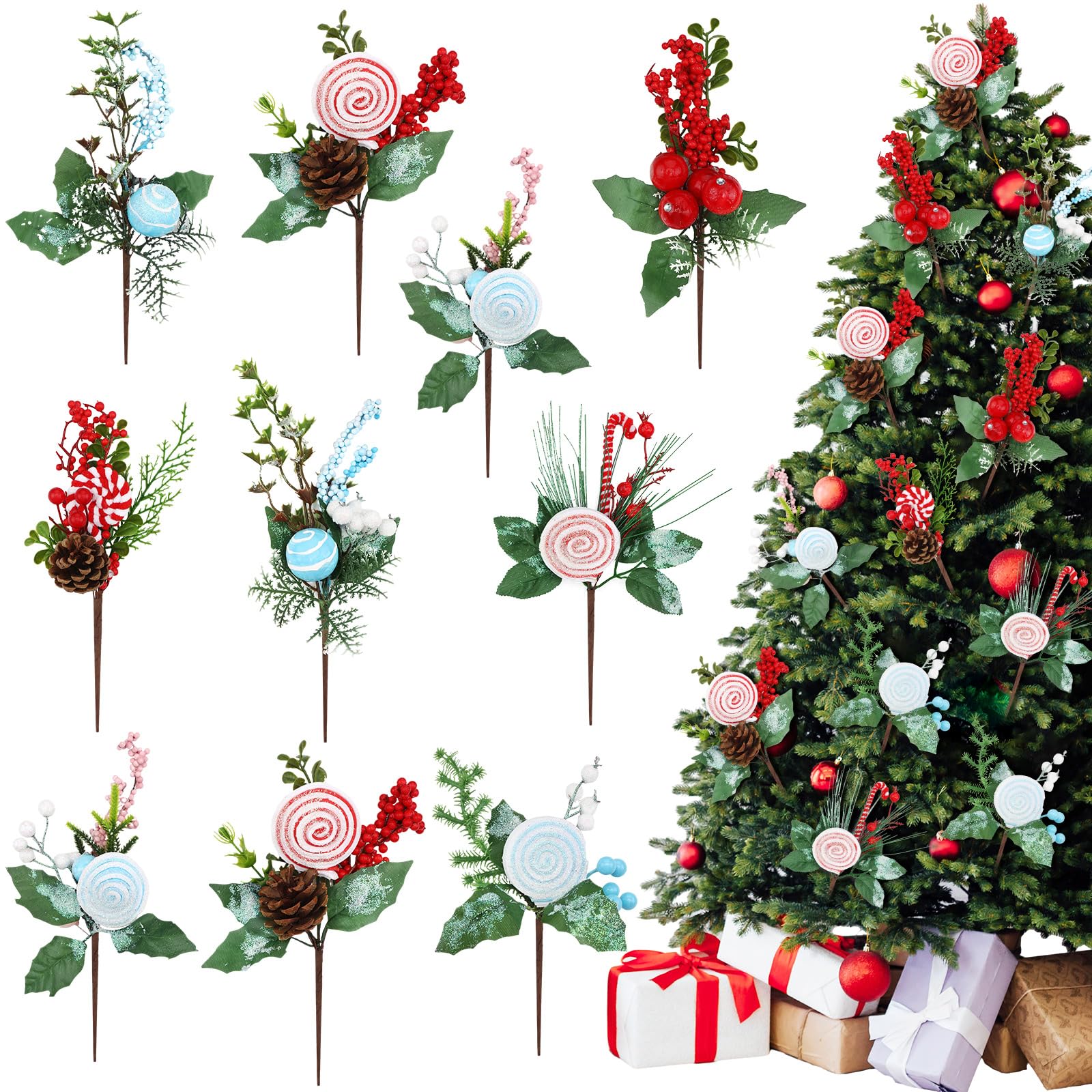 Amazon.com: FineCheer 10 Pcs Pastel Color Christmas Tree Picks ...