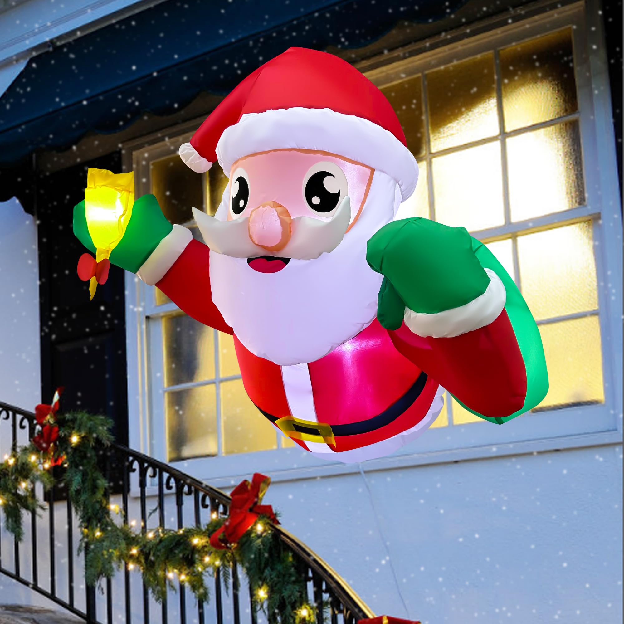Amazon.com: SEASONBLOW 3.2 Ft Christmas Inflatable Window Santa Claus ...