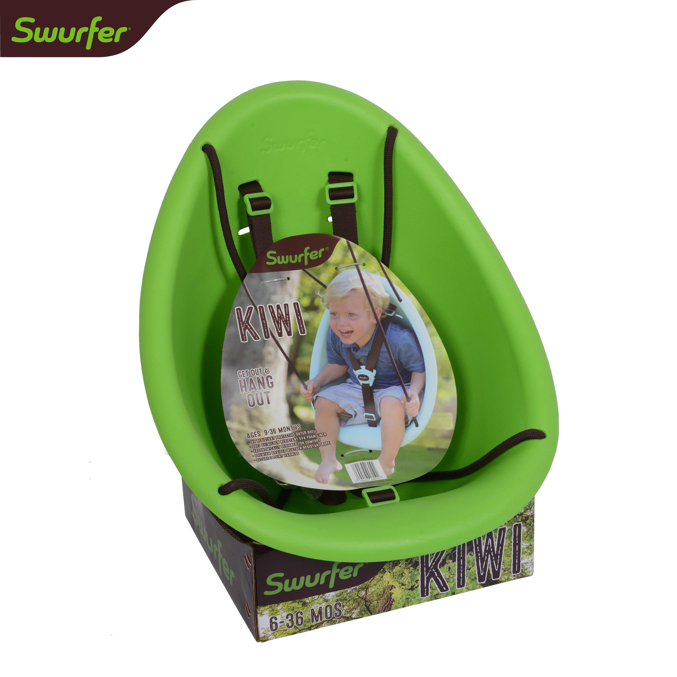 Swurfer Kiwi - Your Child's First Swing with Ergonomic Foam-Lined Shell ...