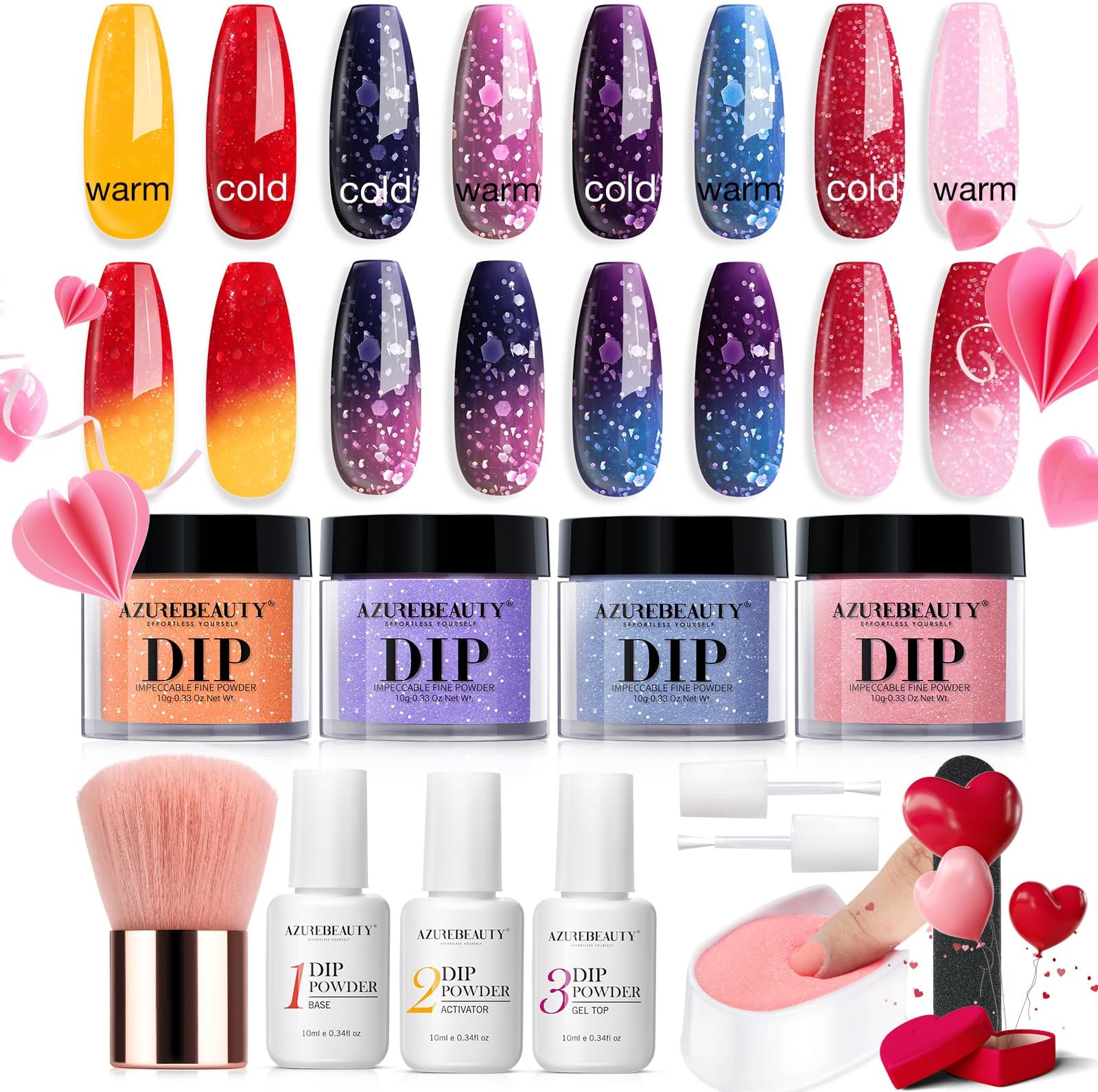 Amazon.com: AZUREBEAUTY Color Changing Dip Powder Nail Kit Starter Fall ...