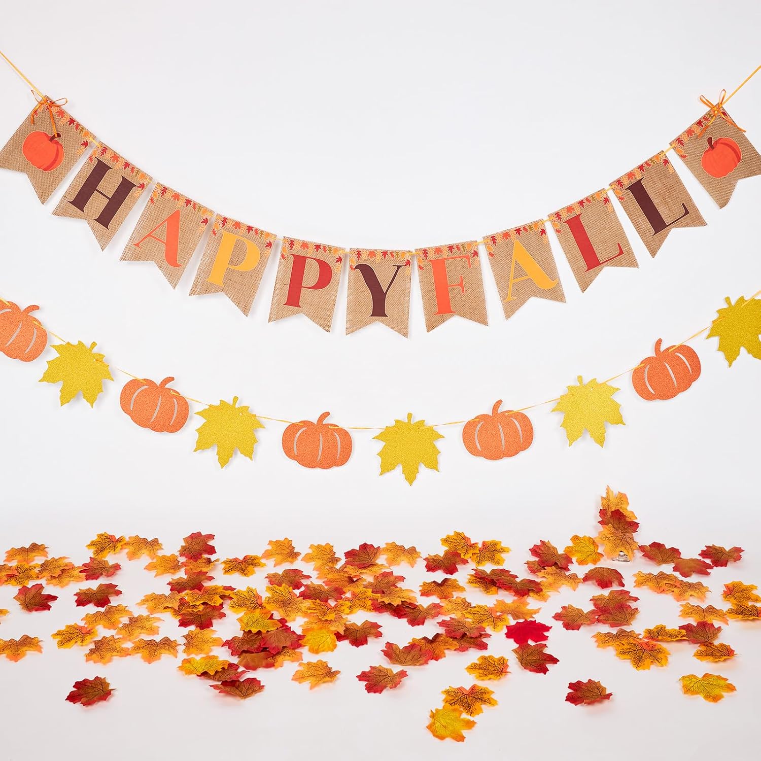 Amazon.com: Homarkable Pre-Strung Happy Fall Burlap Banner, Pumpkin ...