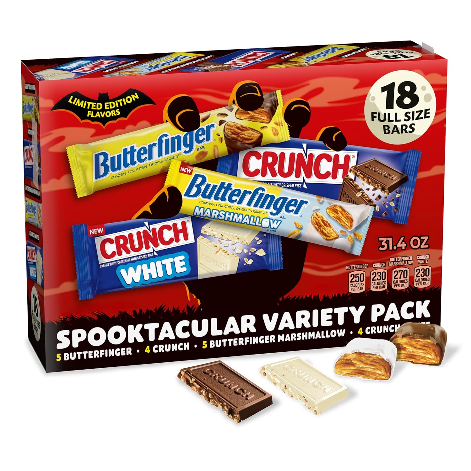 Amazon.com : Butterfinger, CRUNCH, Butterfinger Marshmallow, CRUNCH ...