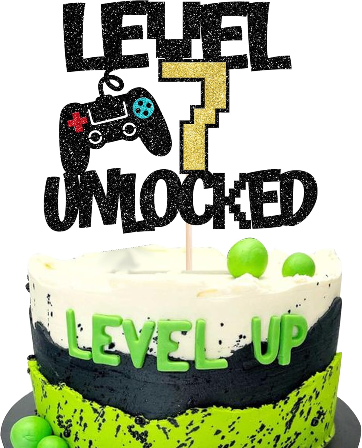 Amazon.com: Rsstarxi 1 Pack Video Game 7th Birthday Cake Topper Level ...