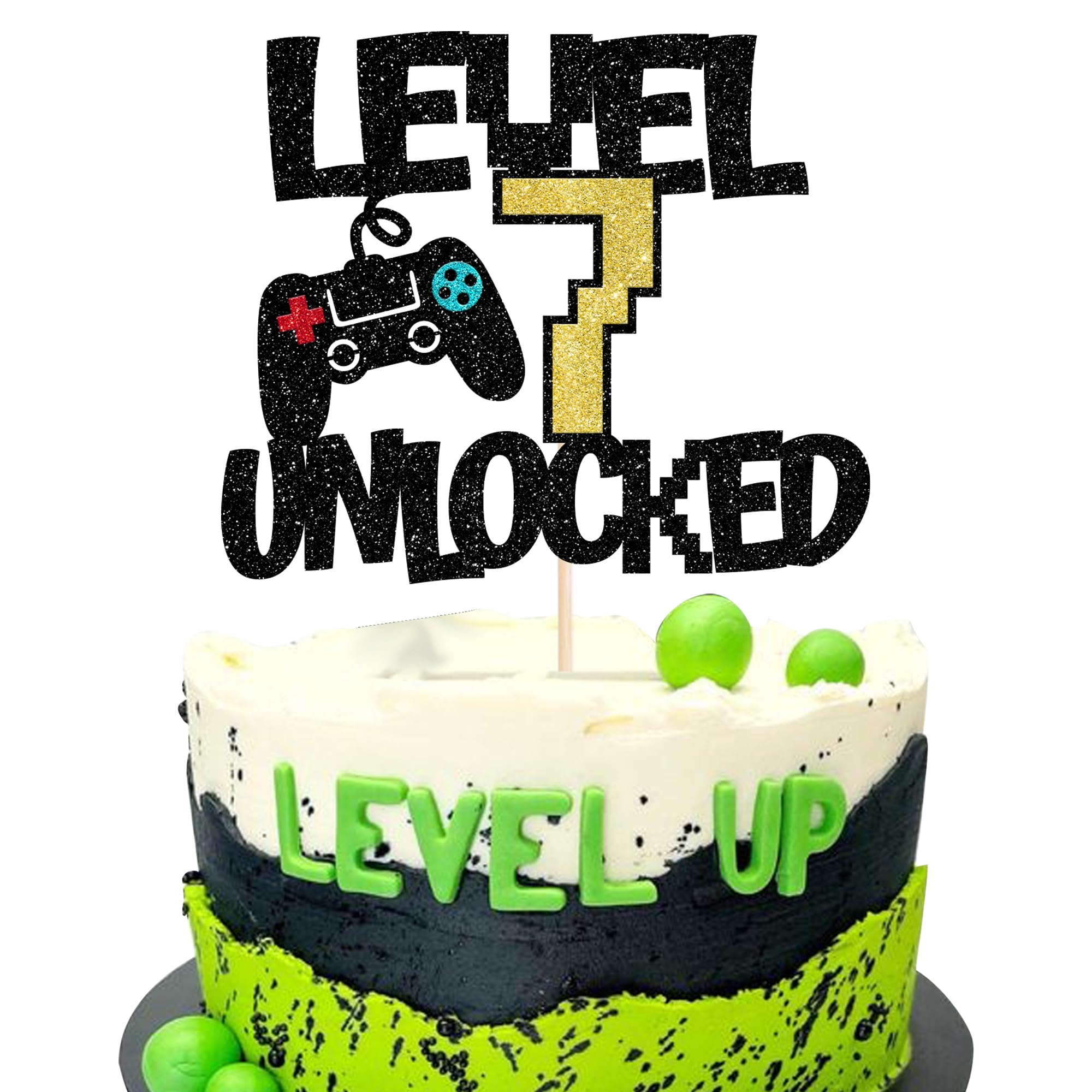 Amazon.com: Rsstarxi 1 Pack Video Game 7th Birthday Cake Topper Level ...