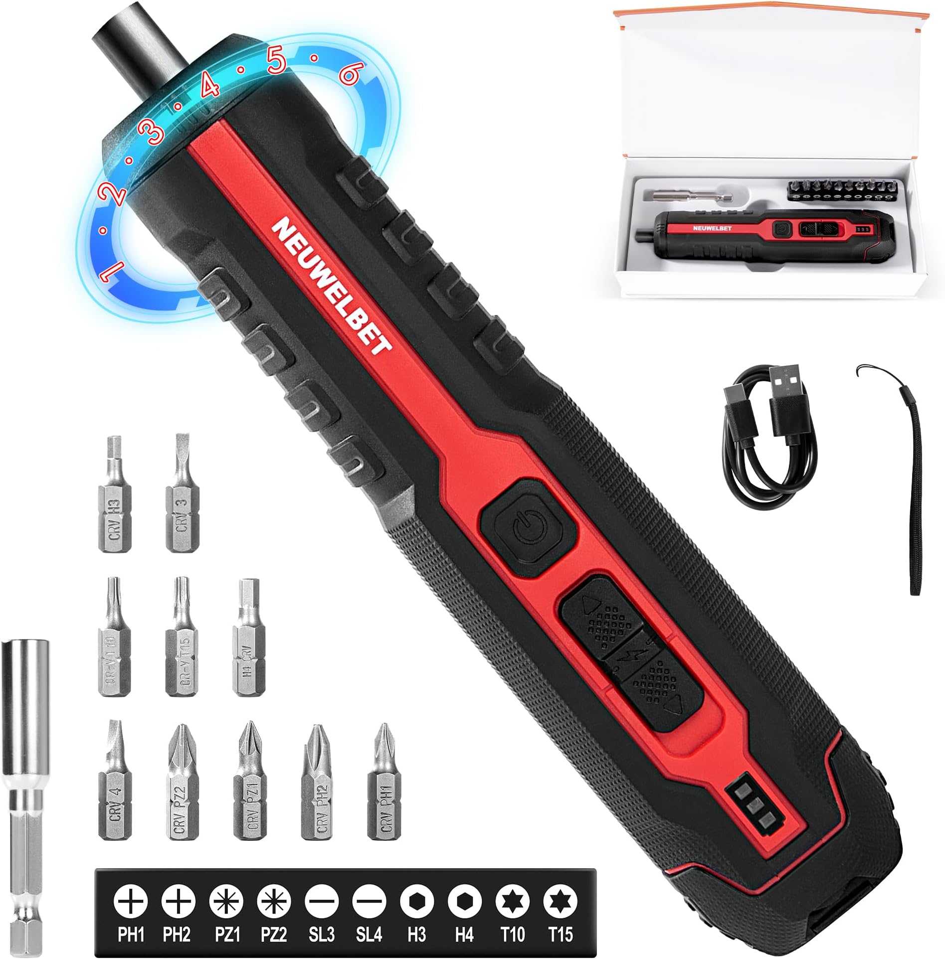 Amazon.com: Werktough 4V Mini Electric Cordless Screwdriver with 3-Gear ...