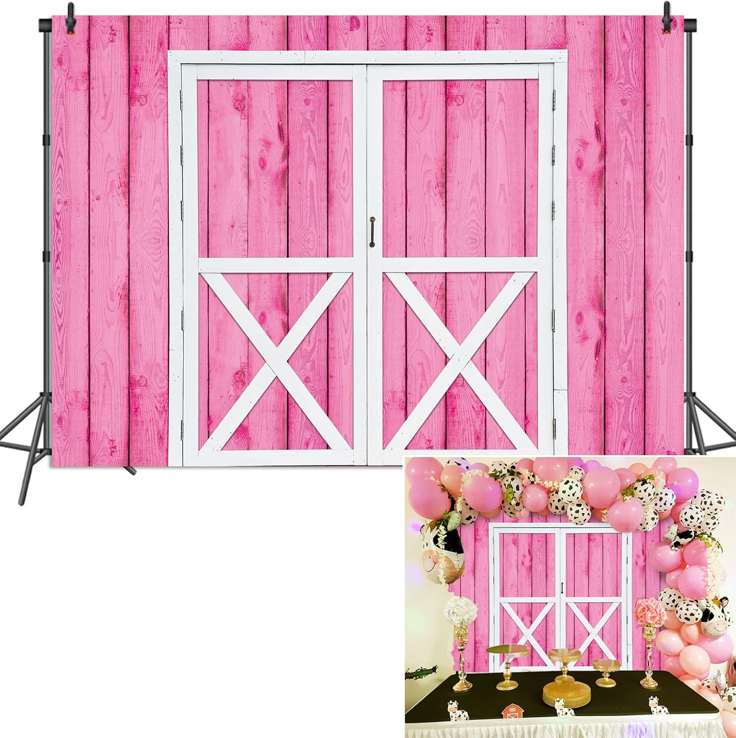 Amazon.com : BAIFNEZ 7x5FT Pink Barn Door Backdrop Western Rustic Farm ...