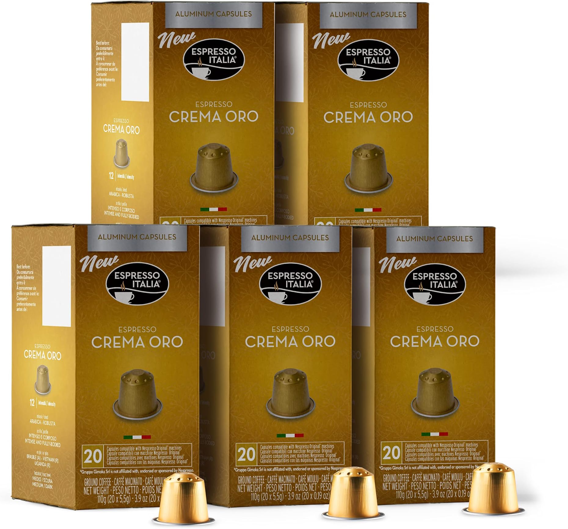 Amazon.com: ESPRESSO ITALIA 100 Aluminum Capsules Compatible with ...