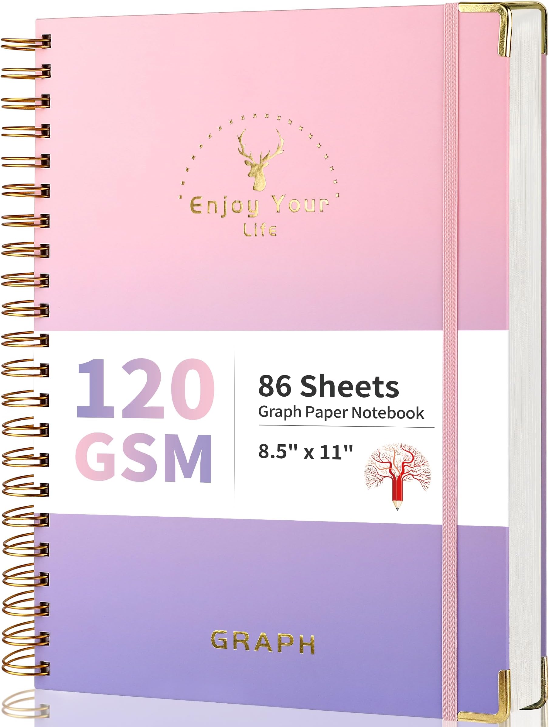 Amazon.com : Smarpau Graph Spiral Notebook 8.5" X 11" College Grid ...