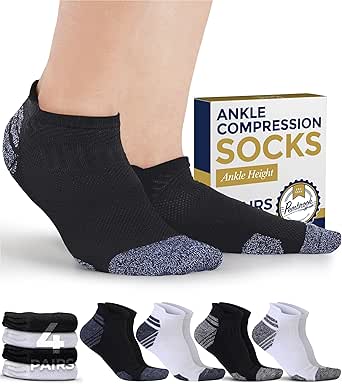 Amazon.com: Pembrook Ankle Compression Socks for Women & Men - 4 Pairs ...