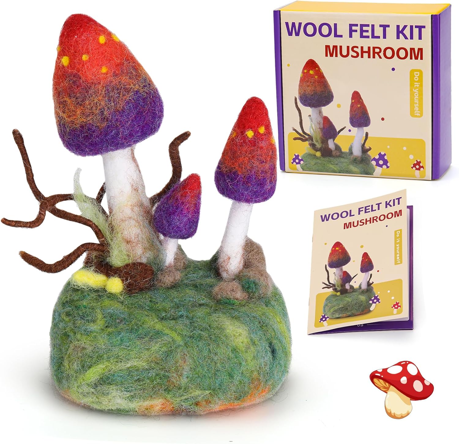 Amazon.com: Yizzvb Mushroom Needle Felting Kit, Felt Kits for Beginners ...