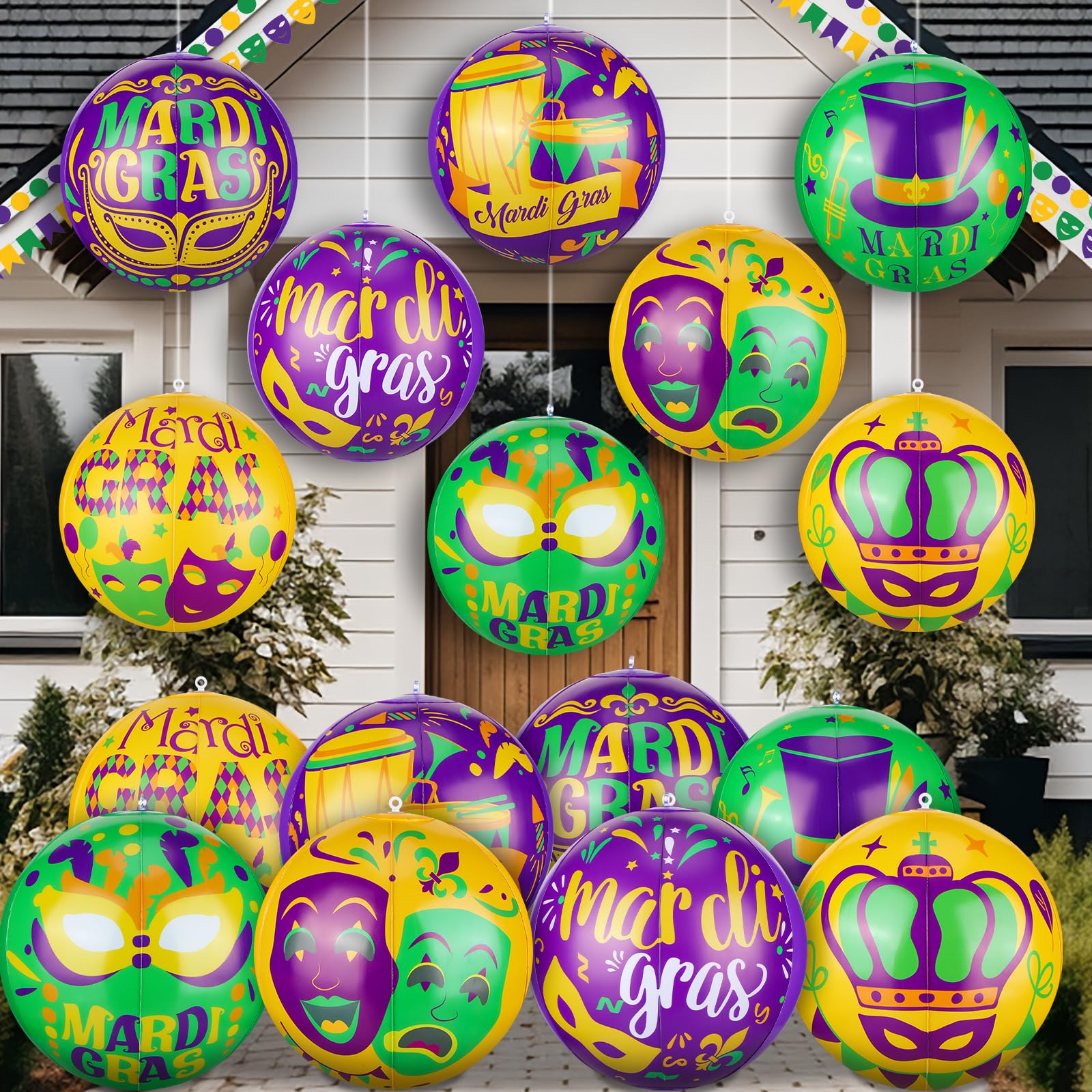 Amazon.com: Jetec 16 Pcs Mardi Gras Decorations 11 Inch Inflatable ...