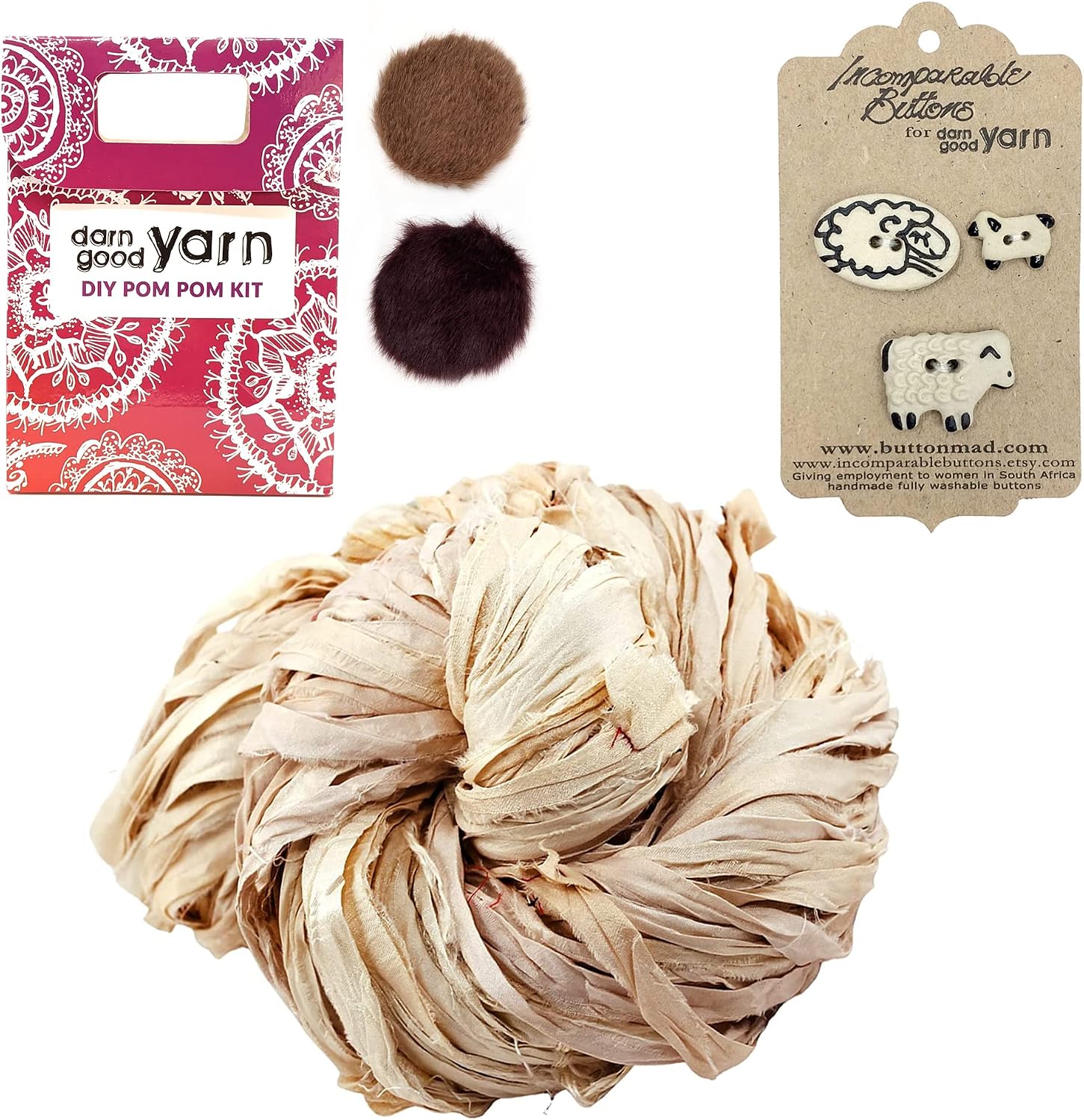 Amazon.com: DARN GOOD YARN Holiday Bundle Set of 3 Recycled Sari Silk ...