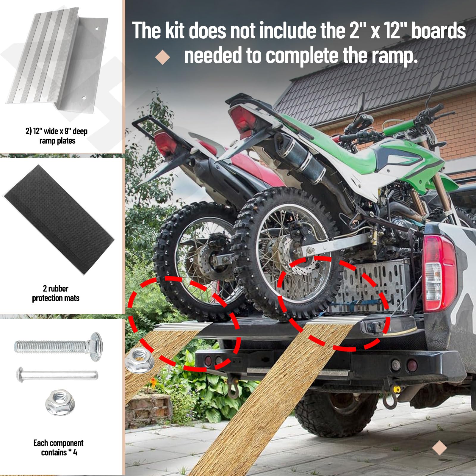 Snapklik.com : 2 Pack 12” Aluminum Ramps Bracket Kit, Weight Capacity ...