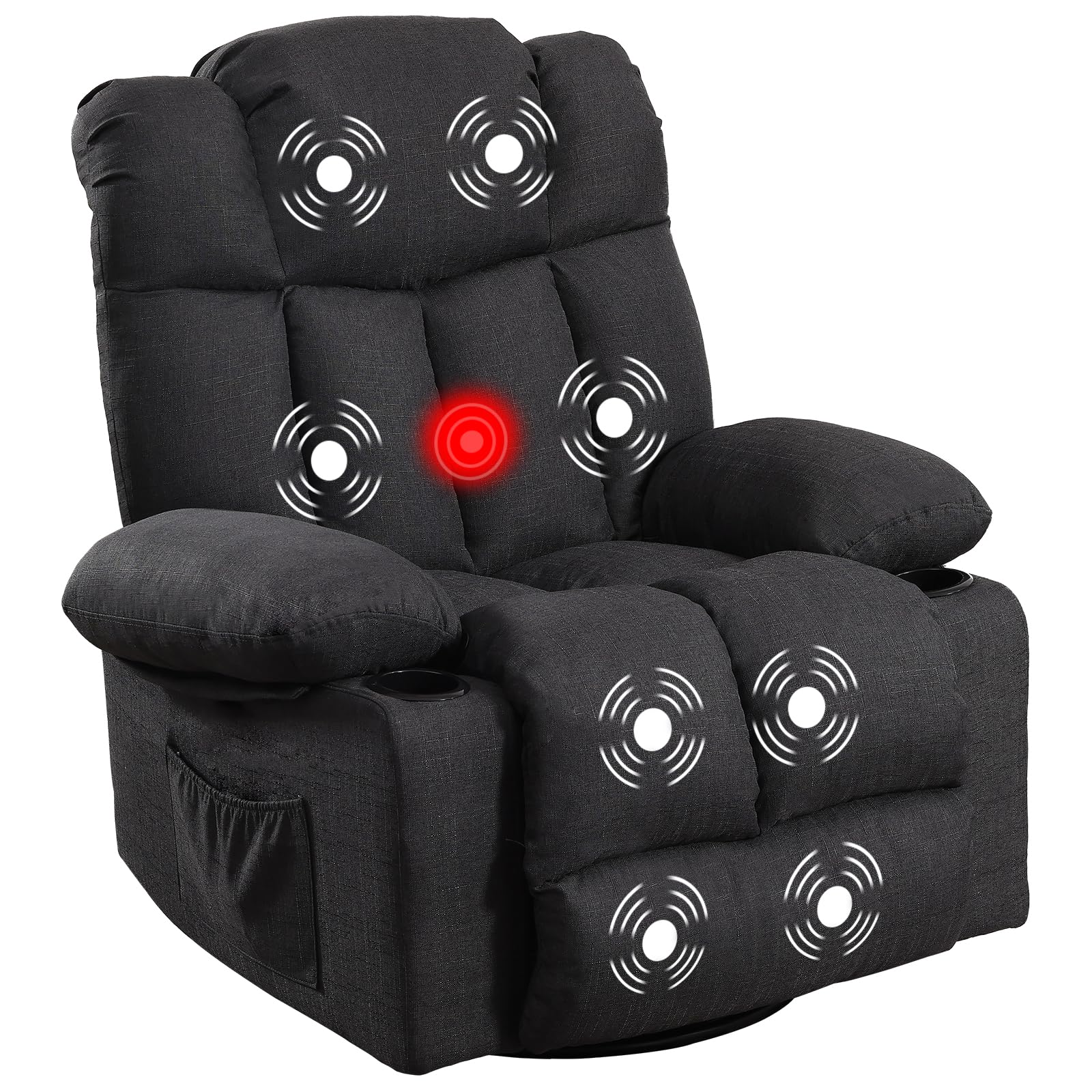 Amazon.com: IOMOR Massage Recliner Chair, 360° Swivel Rocker Recliner ...