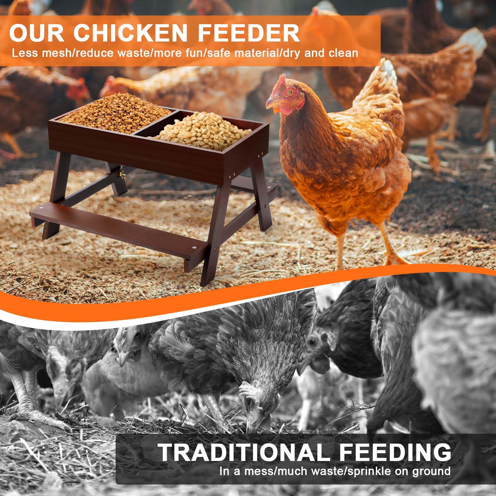 Snapklik.com : Soaoo 2 Pcs Chicken Picnic Table No Waste Chicken Table ...