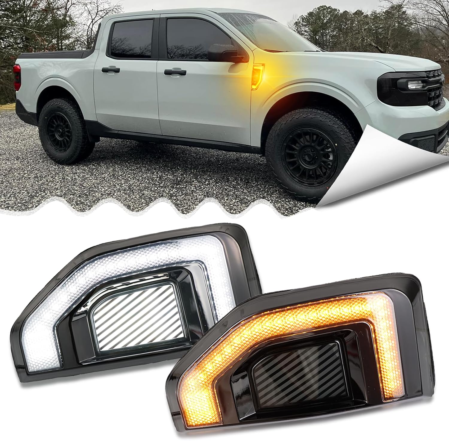 BINQIGOO Front & Rear Fender LED Side Marker Lights for Ford Maverick ...