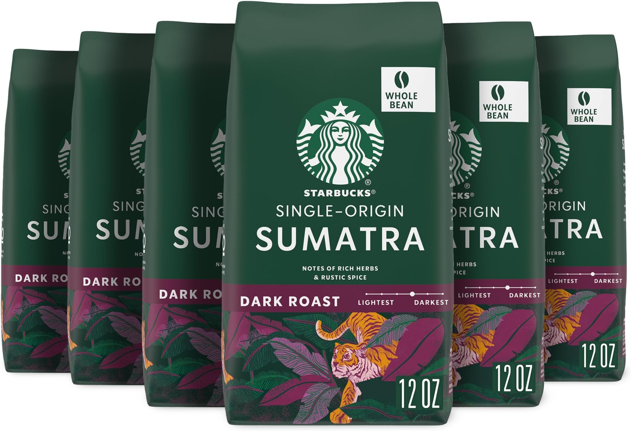Amazon.com : Starbucks Whole Bean Coffee, Dark Roast Coffee, Sumatra ...