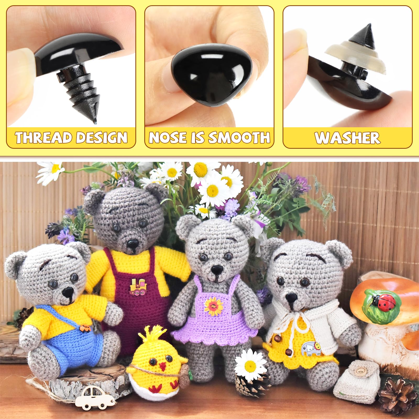 Snapklik.com : CZWESTC 100 Pcs Plastic Safety Noses For Amigurumi ...