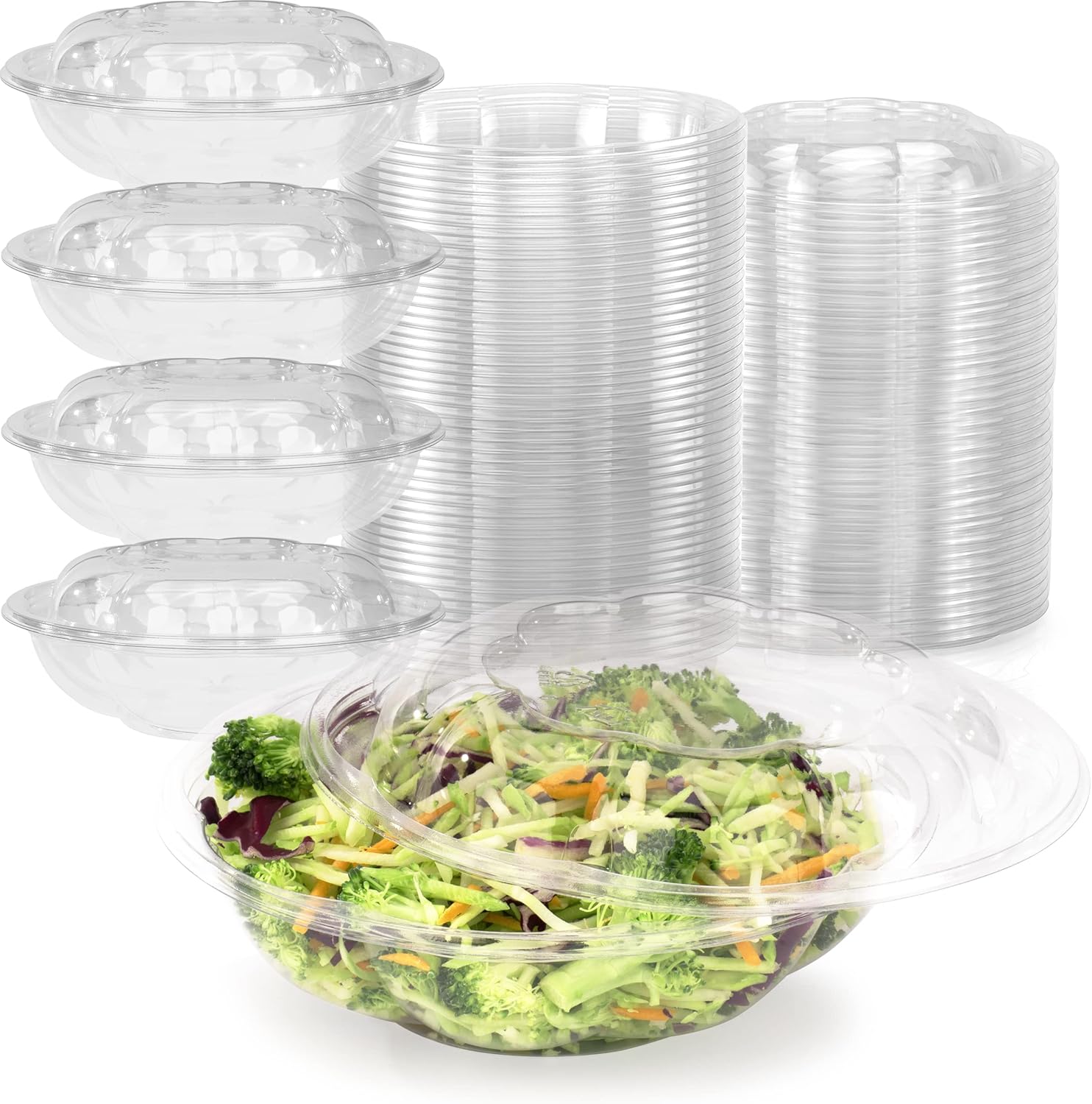 Amazon.com: [50 Pack] 18 oz Clear Plastic Salad Bowls with Airtight ...
