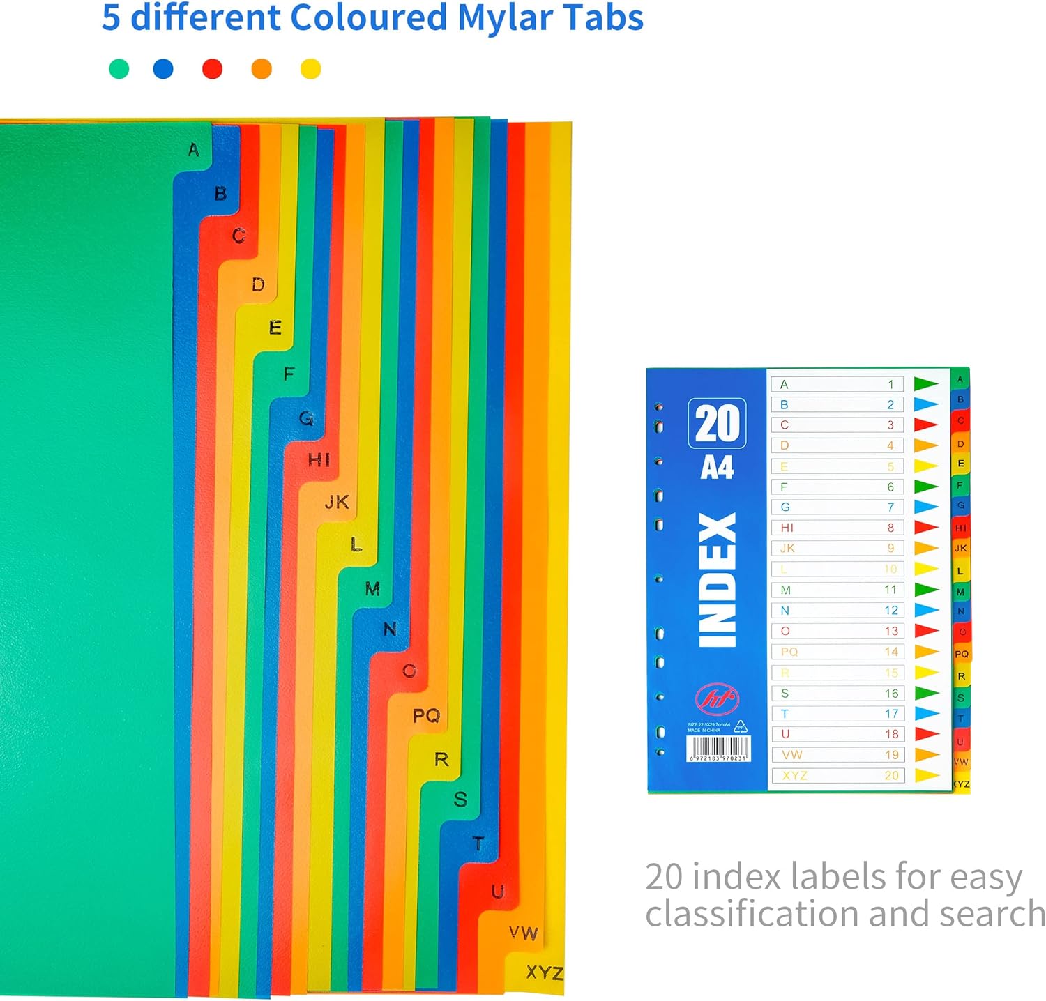 [5 Pack] A4 File Dividers 20 Part, A4 Subject Dividers A-Z Tabs ...