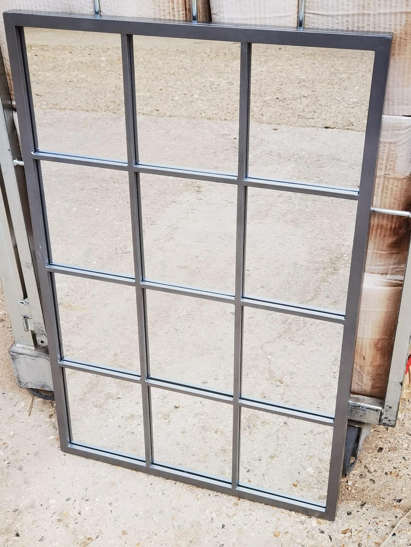 Biznest Large Rectangle Arch Window Mirror Durable Metal Frame Indoor ...