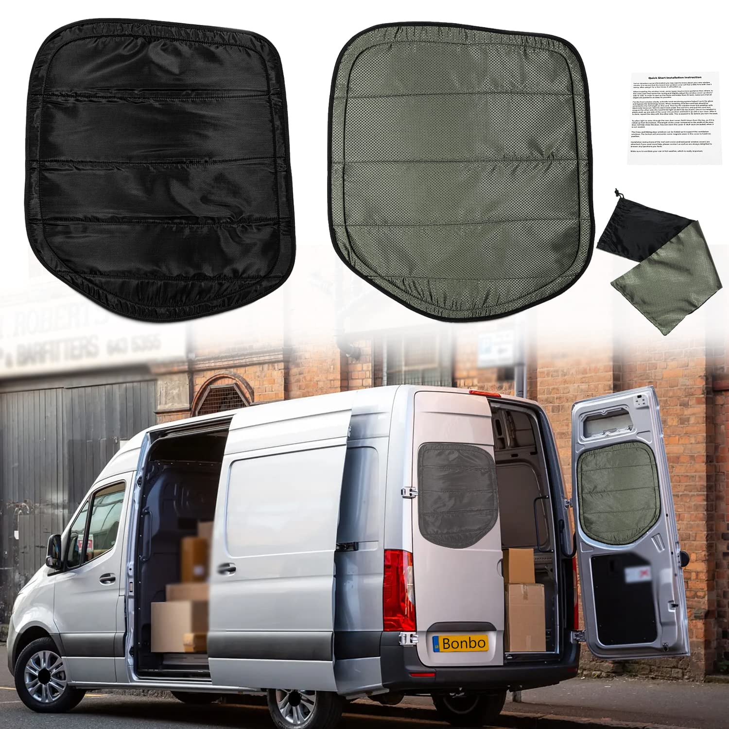 for Mercedes-Benz Sprinter Cargo Van 2019+ Insulated Blackout Rear Door ...