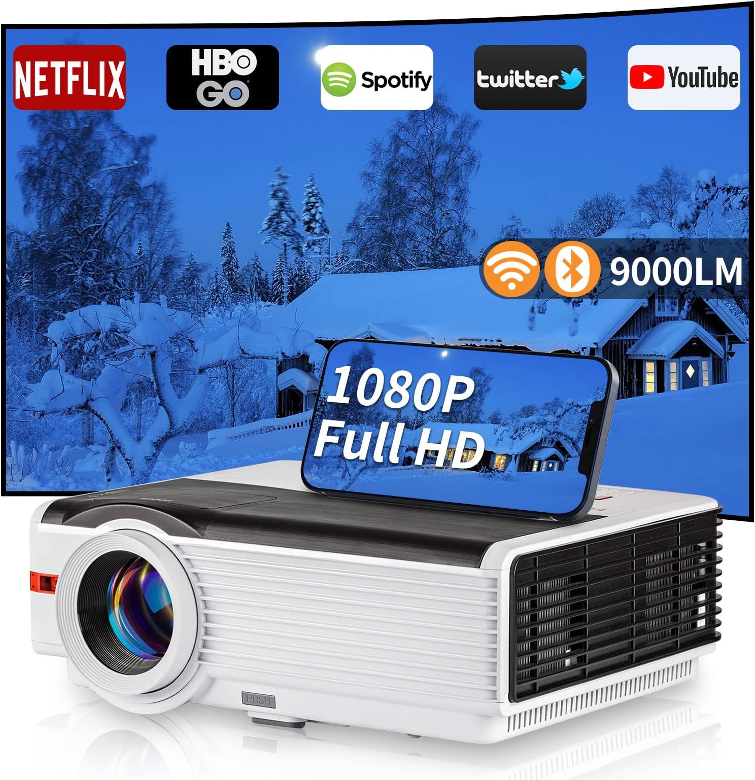 Amazon.com: 9000 Lumens High Brightness for Gaming, FHD Projector LED ...