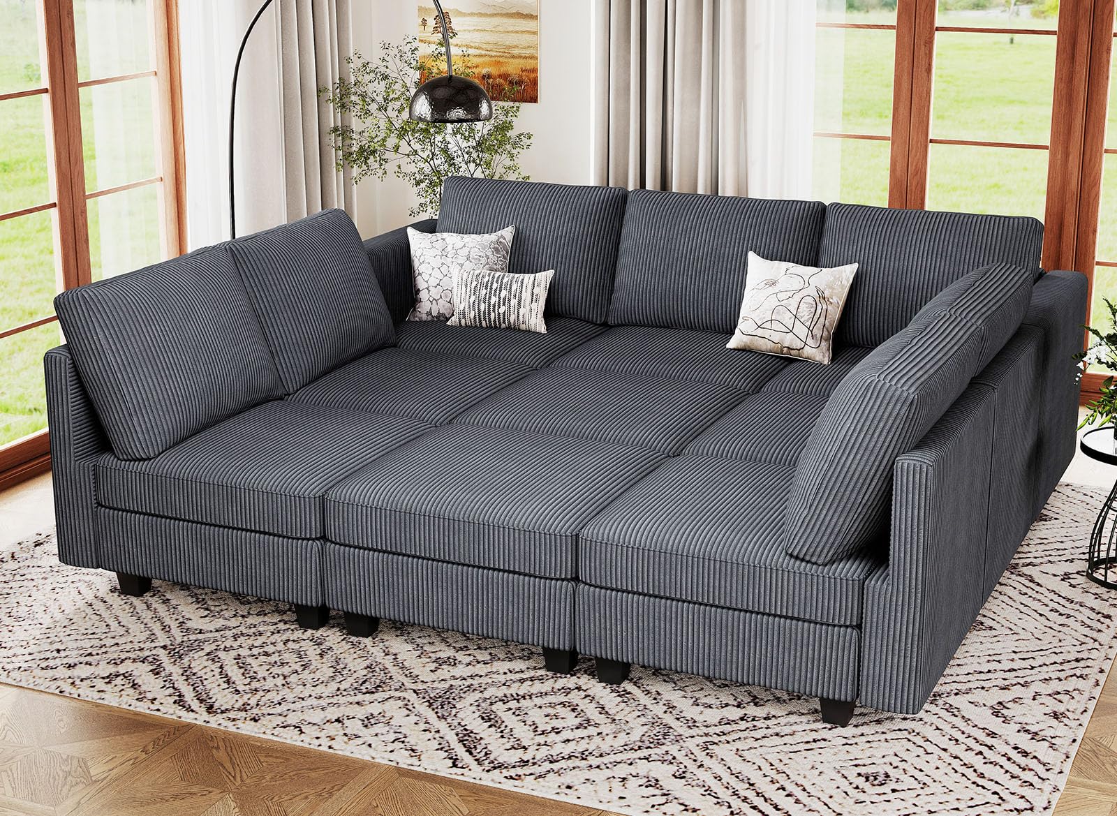 Amazon.com: Belffin Corduroy Modular Sectional Sofa 9 Seat Convertible ...