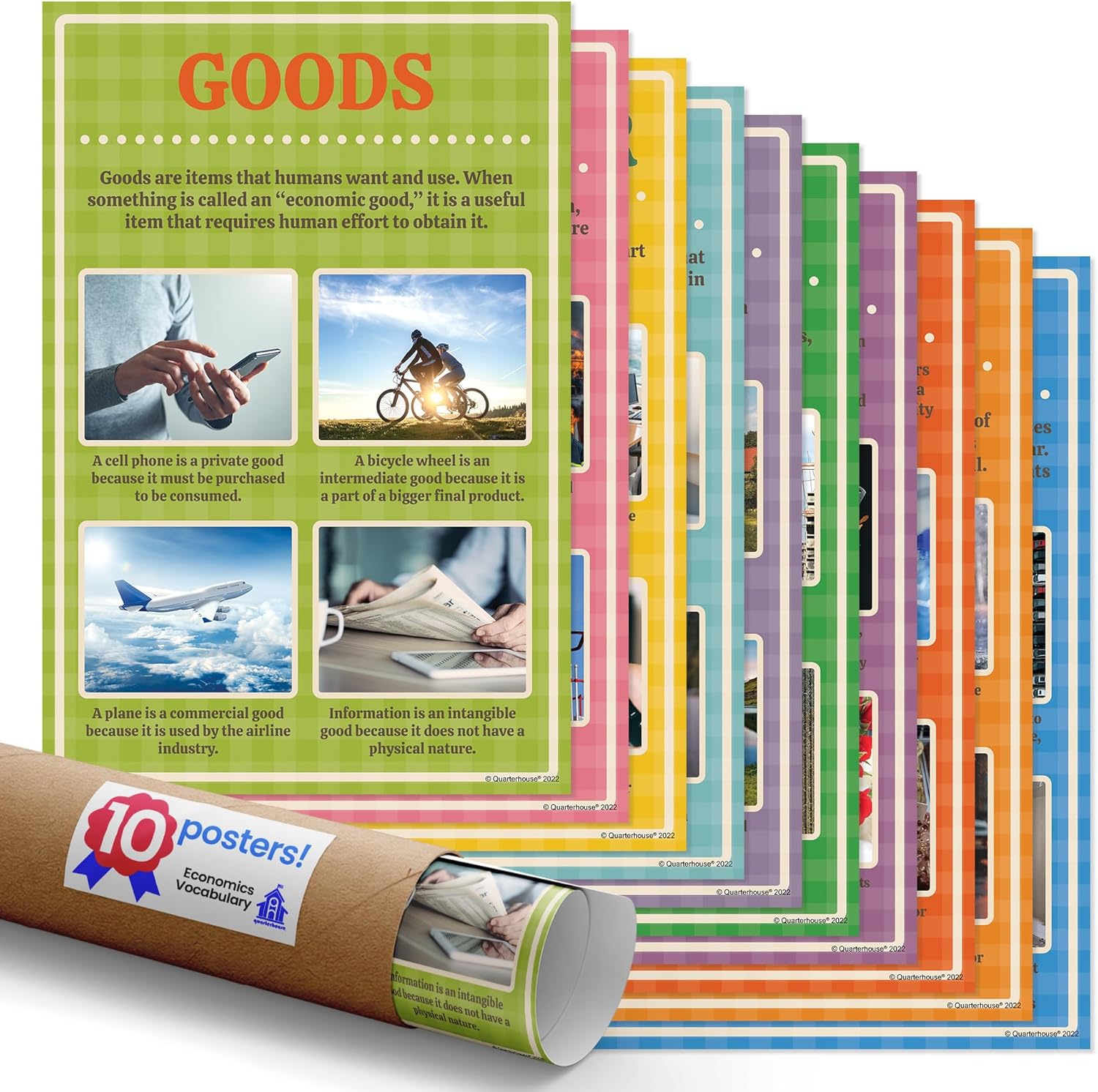 Amazon.com: Quarterhouse 10 Poster Economics Vocabulary Set, Social ...